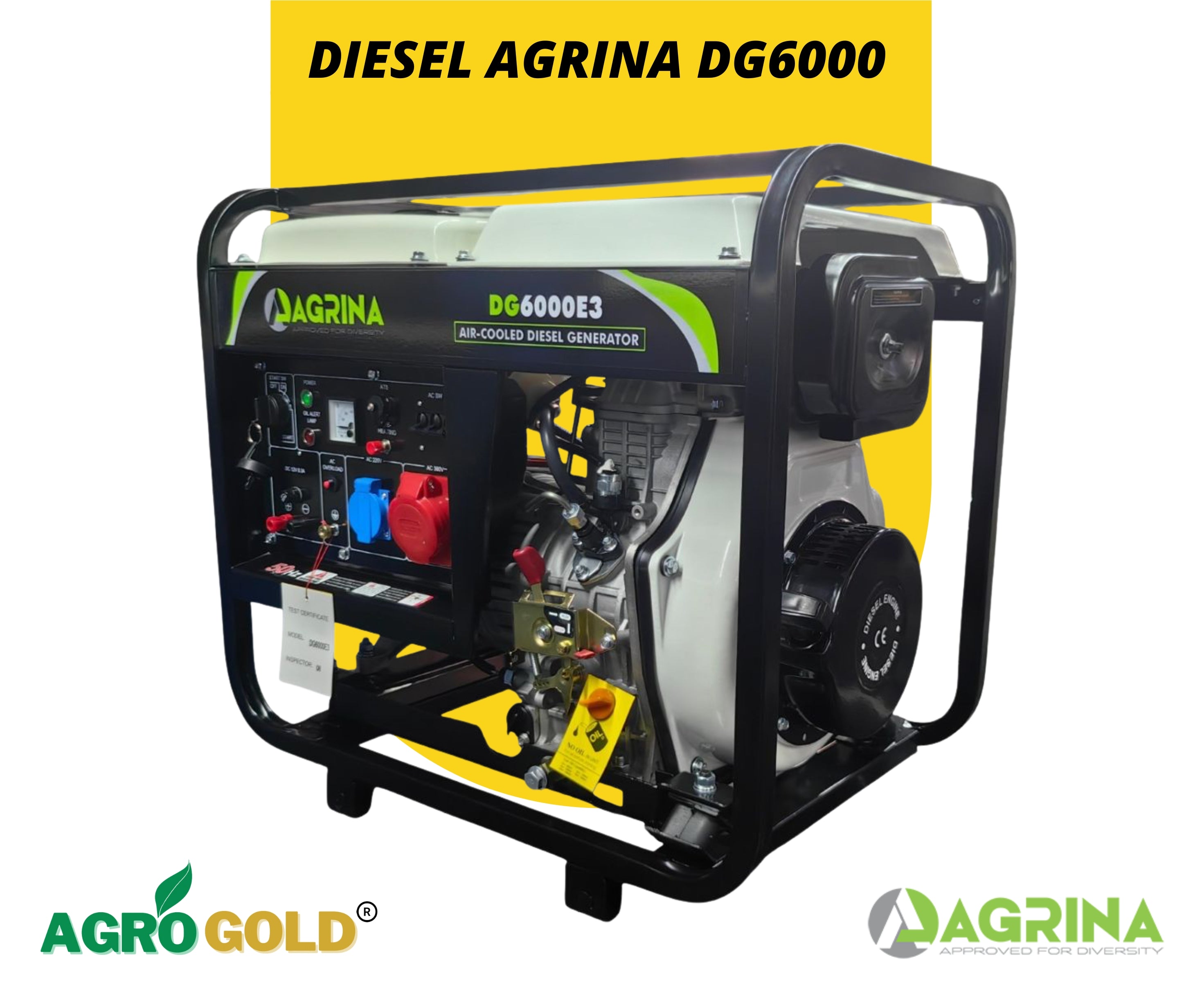 Агрегат Дизел Agrina DG6000 монофазен + трофазен – AgroGold